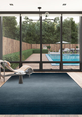 Rilo Ombre Blue Rug | Rugette Washable Rug