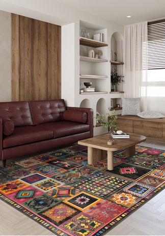 Cassian Boho Patchwork Rug | Rugette