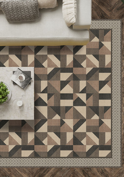 Brooke Brown Geometric Rug | Rugette Washable Rug