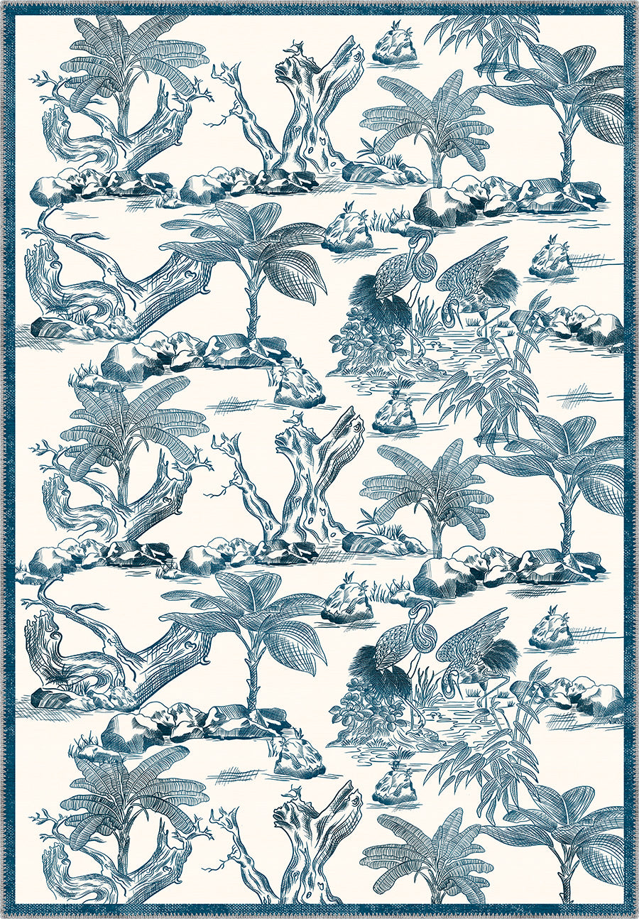 Palmera Tropical Toile Rug | Rugette Coastal Rug