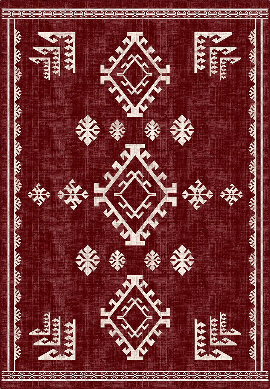 Lina Burgundy Rustic Rug | Rugette Tribal Rug