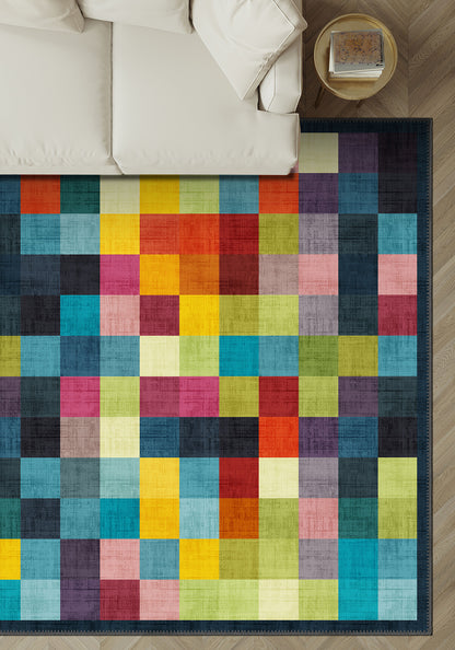 Marlow Pixel Art Funky Rug | Colourful Geometric Rug – Rugette