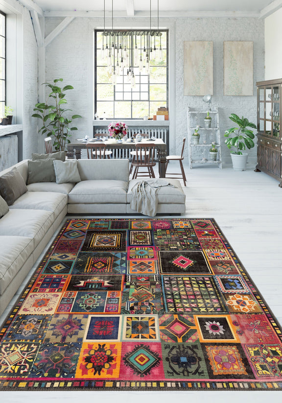 Cassian Boho Patchwork Rug | Rugette