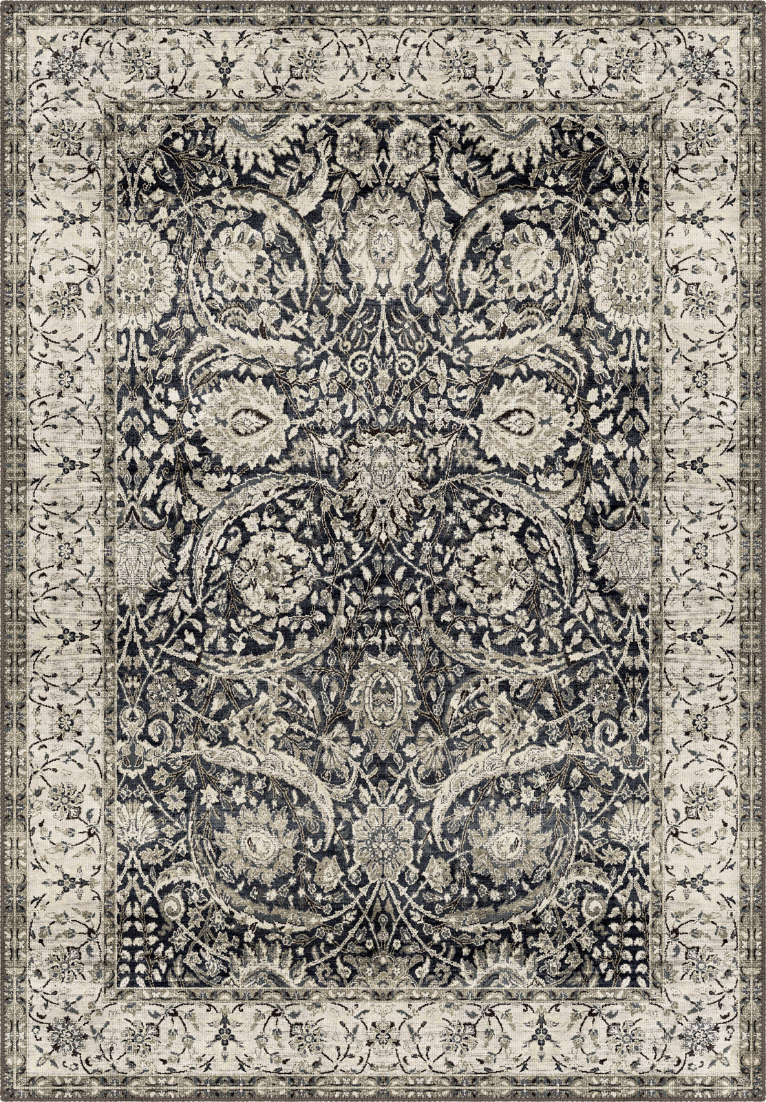 Leonie Black Persian Rug | Rugette