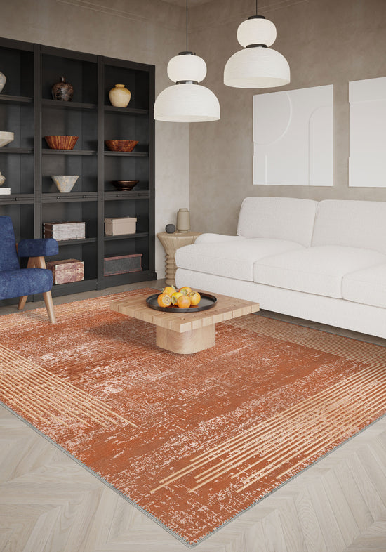 Ayden Modern Orange Rug | Rugette Terracotta Rug