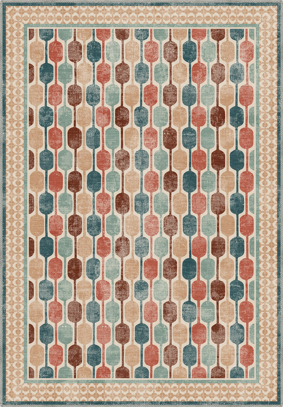 Elvara Colorful Retro Rug | Rugette Washable Rug