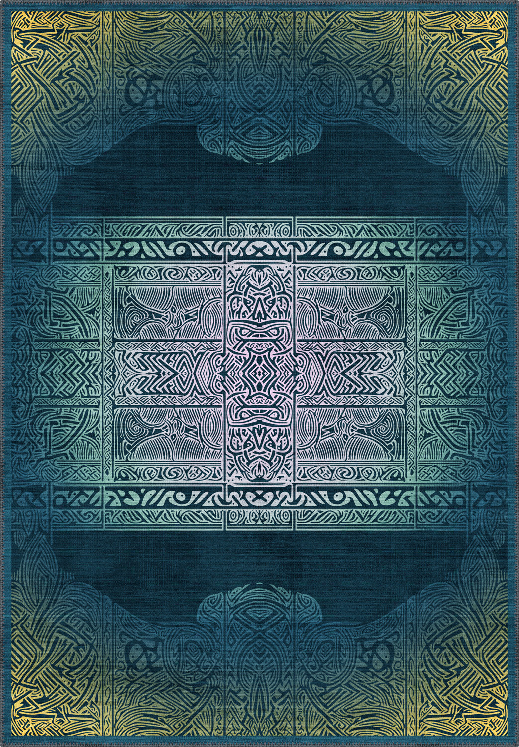 Maeva Teal Celtic Rug | Rugette Ombre Rug